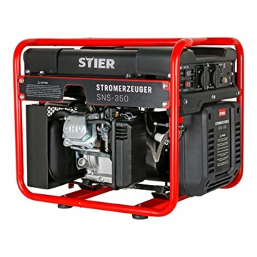 STIER Stromerzeuger SNS-350, Strom Generator, 13l Tankvolumen, 38 Kg, Stromerezuger leise mit 69 ...